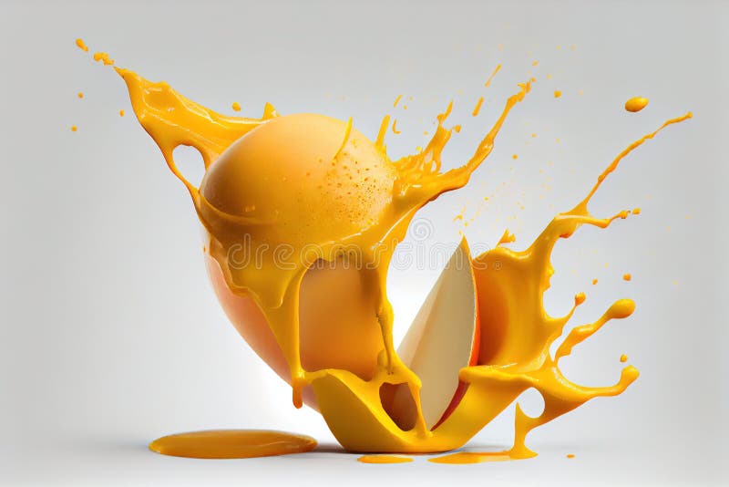 Yellow Mango Smoothie Splashed on White Background AI Generative Stock ...
