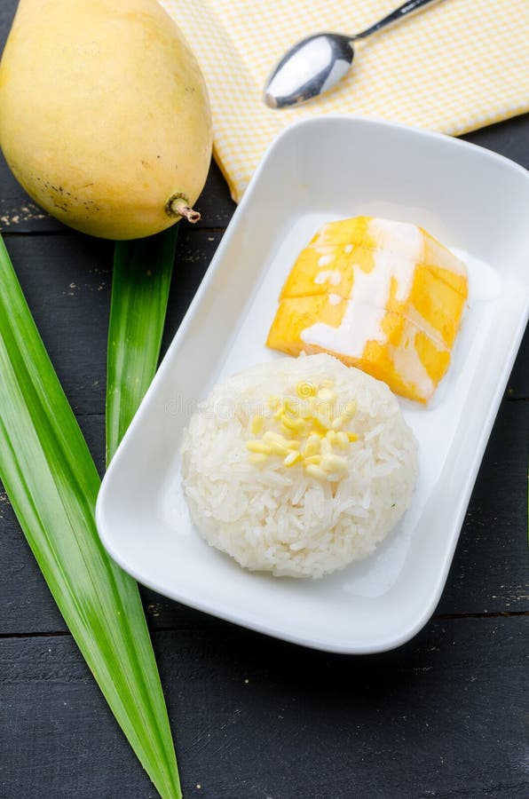 Yellow Mango Sweet Sticky Rice and Coconut Milk Stock Image - Image of ...