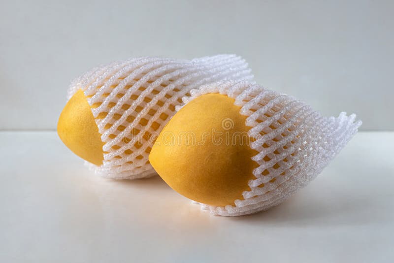 Yellow Mangoes in a Protective Package Made of Foamed Polyethylene ...