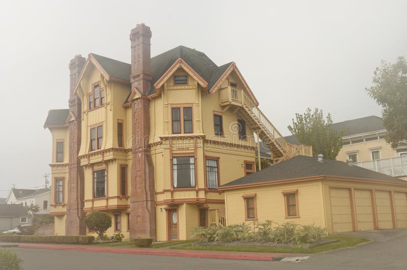 Yellow Mansion, Victorian Style Stock Image - Image of house ...