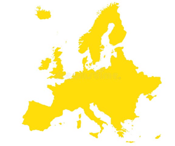 Yellow Map of Europe Continent Stock Illustration - Illustration of ...