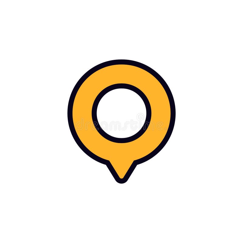 Yellow Location Pin Symbol with Circular Center for Map and Navigation ...