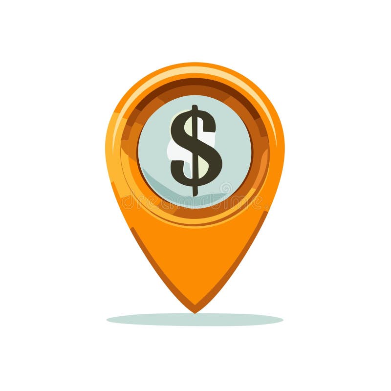 Yellow Map Pointer with Dollar Symbol, Financial Location Pinpointing Vector Illustration Stock ...