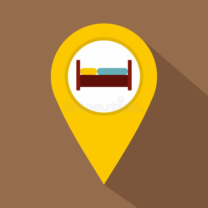 Yellow Map Pointer with Symbol Hotel Icon Stock Vector - Illustration ...