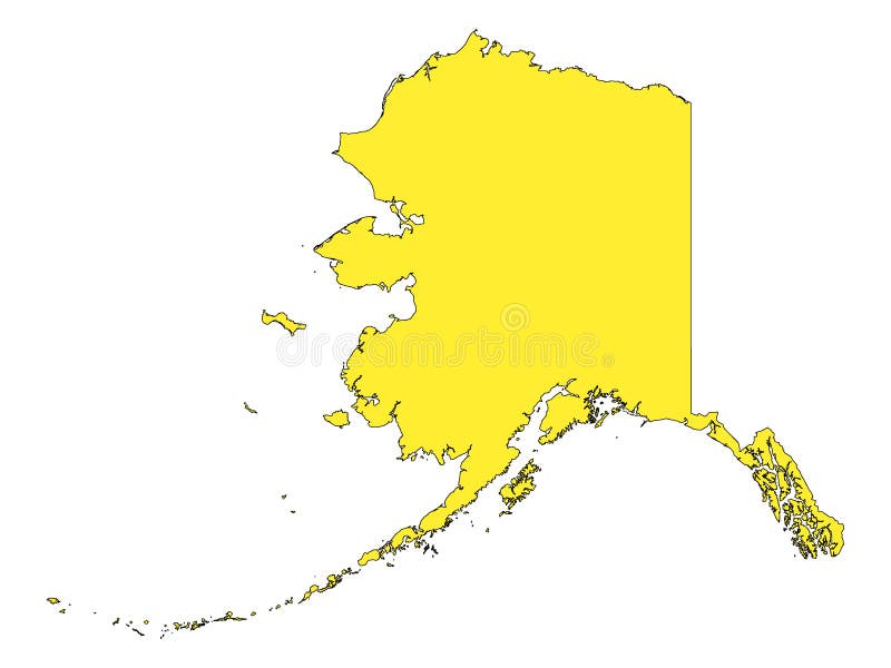 Yellow Map of US State of Alaska Stock Vector - Illustration of hamps ...