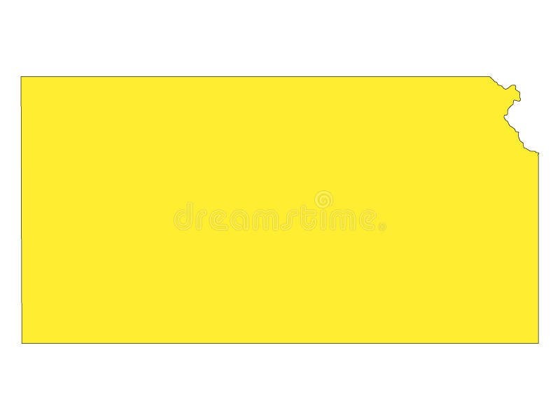 Yellow Map of US State of Kansas Stock Vector - Illustration of jersey ...