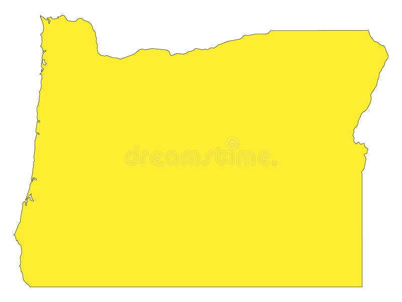 Yellow Map of US State of Oregon Stock Vector - Illustration of oregon ...