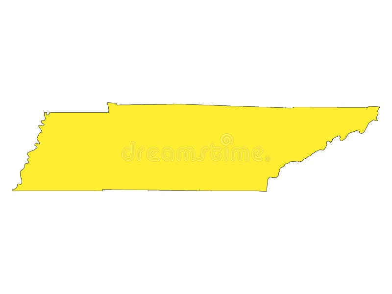 Yellow Map of US State of Tennessee Stock Vector - Illustration of ...