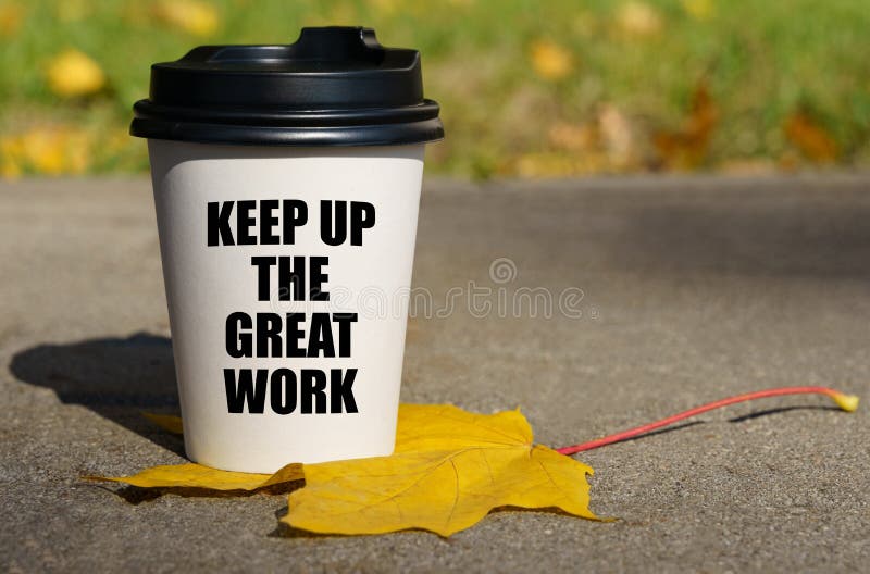 On a Yellow Maple Leaf There is a Cup of Coffee on Which is Written ...