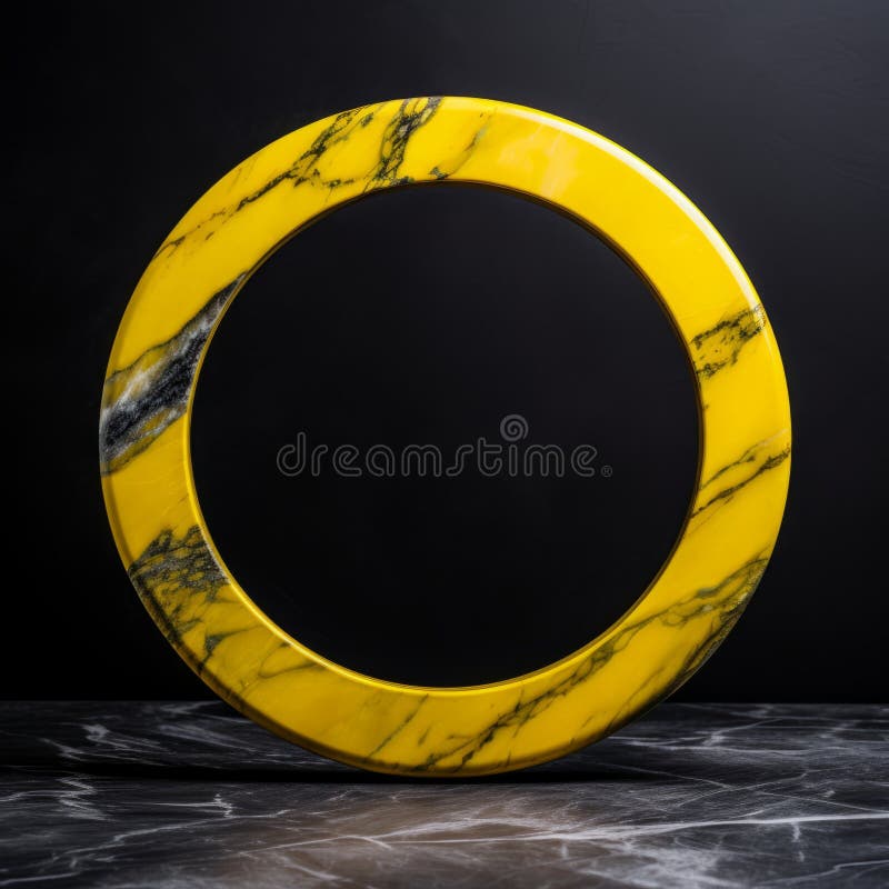 Yellow Marble Minimalistic Round Picture Frame. Stock Illustration ...