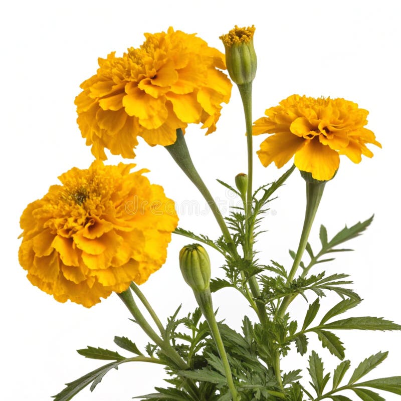 Yellow Marigold Flowers Isolated on Transparent Background Stock ...