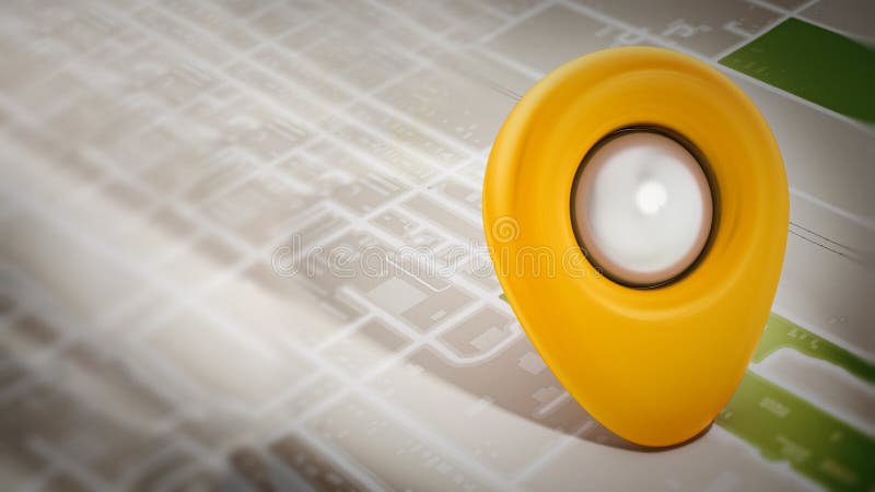 Yellow Marker on Navigation Map. 3D Illustration Stock Illustration ...