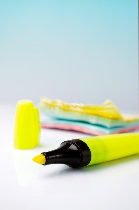Yellow Marker with a Stickers Stock Photo - Image of pattern, marking ...