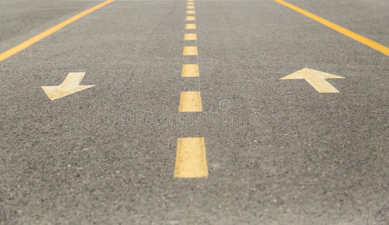 Yellow Marking on the Pavement Stock Image - Image of asphalt, yellow ...