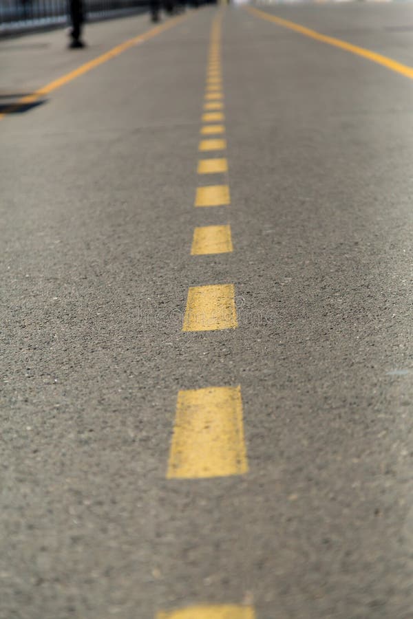 Yellow Marking on the Pavement Stock Photo - Image of route, journey ...