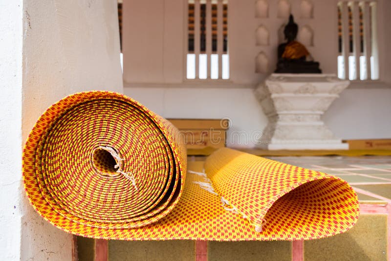 Yellow Mat in the Temple.thailand. Stock Image - Image of light, buddha ...