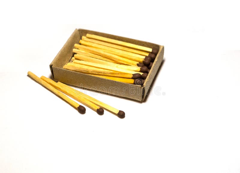 Yellow matches in the box stock photo. Image of light - 170053592