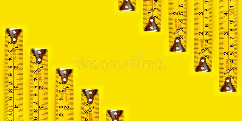 Yellow MeasurFrame Yellow Measuring Tape on Yellow Background and ...