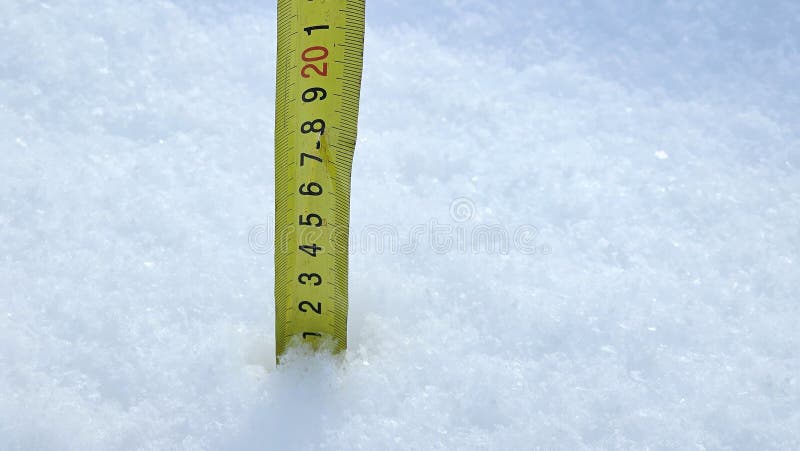 Yellow Meter Tape Measures Snow Level Equal 10 Cm Stock Photos - Free ...