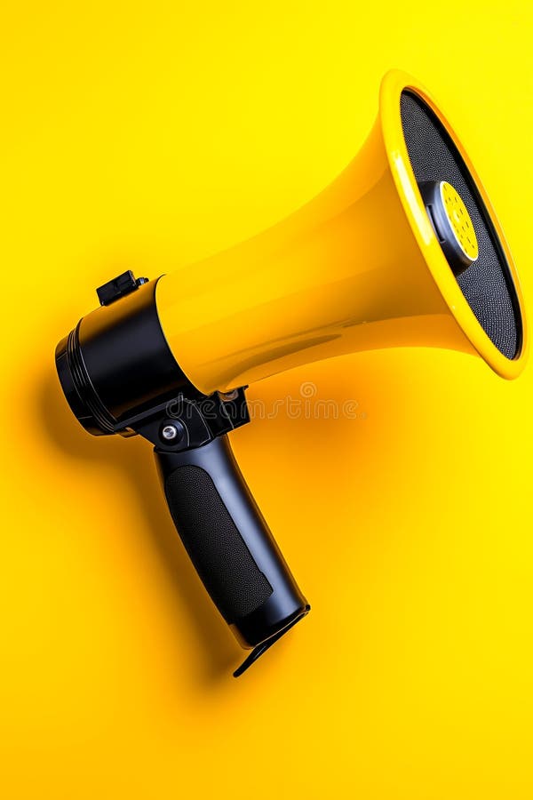A Yellow Megaphone on a Yellow Background Stock Photo - Image of indoor ...