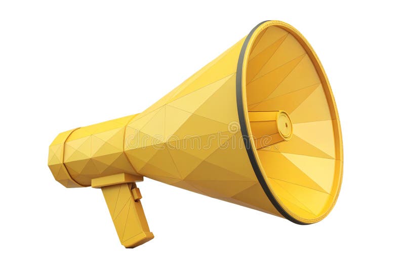 Yellow Megaphone, Communication Tool, Isolated on White Background, 3d ...