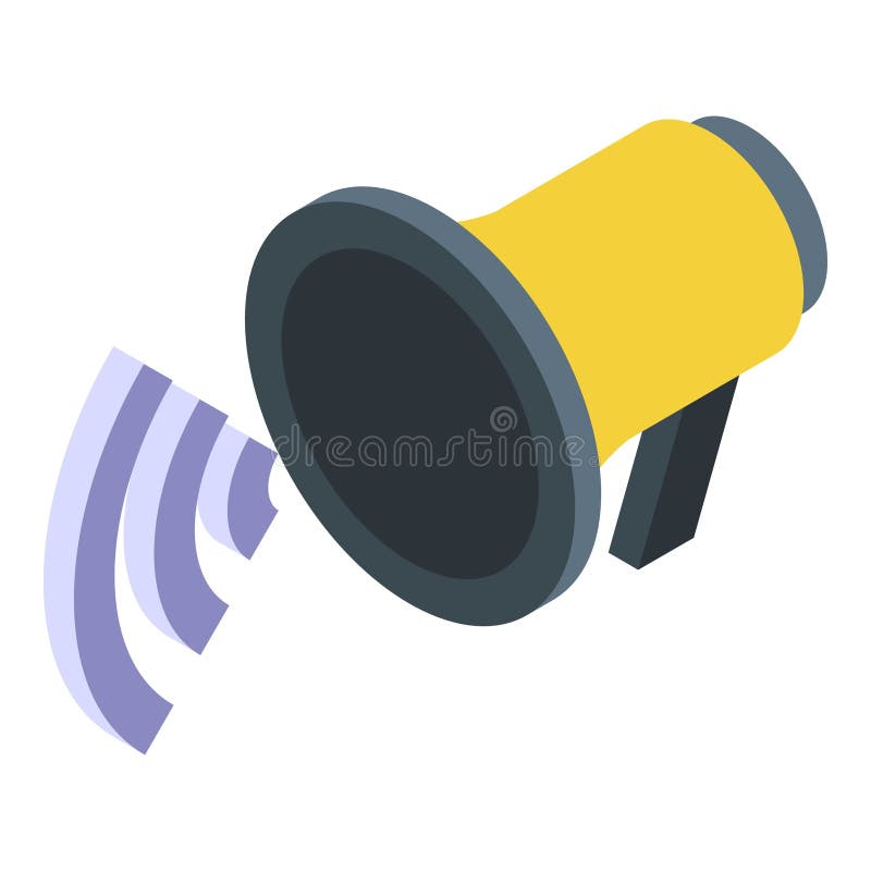 Yellow Megaphone Making Announcement with Sound Waves Stock ...