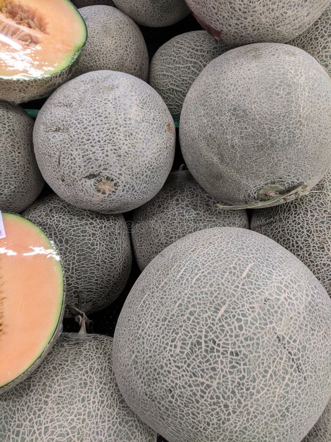 Yellow Melons in the Supermarket Basket Stock Image - Image of melons ...