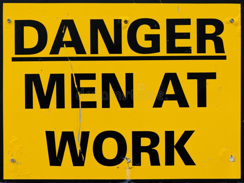 Yellow Men at Work Sign stock image. Image of marker - 64601725