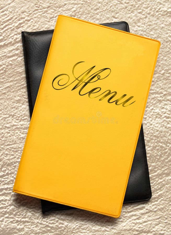 Yellow menu book stock photo. Image of studio, texture - 35859644