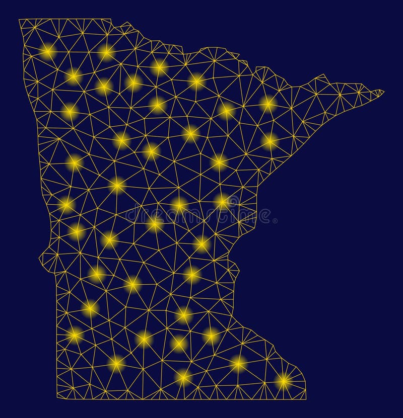 Yellow Mesh 2D Minnesota State Map with Flare Spots Stock Vector ...