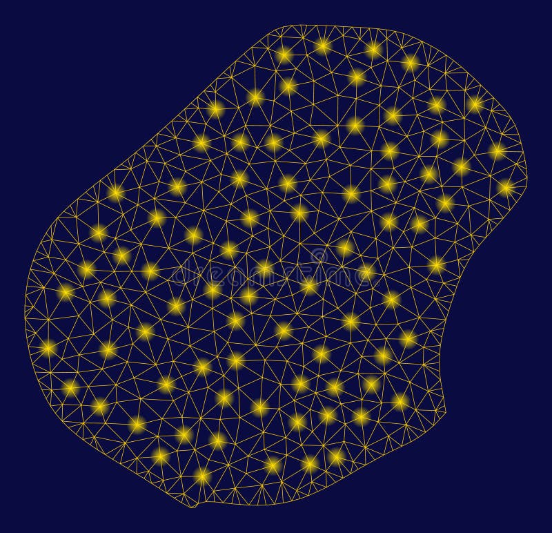 Yellow Mesh Wire Frame Nauru Map with Flare Spots Stock Vector ...