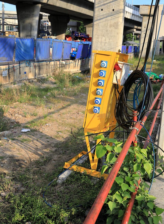 Yellow Metal Cabinet Controls for Distribute Electrical Power a at ...