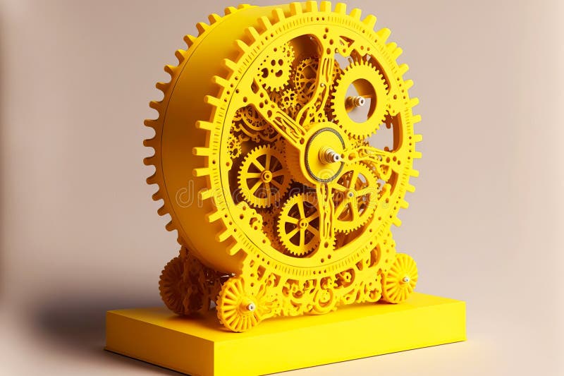 Yellow Metal Clockwork Vintage Clock with Wheels and Gears Stock ...