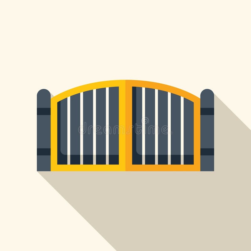 Yellow Metal Gate Separating Public and Private Property with Long ...