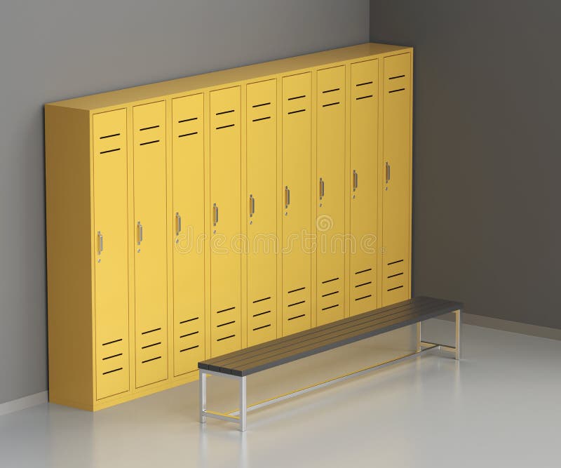 Yellow metal lockers stock illustration. Illustration of locker - 245910018