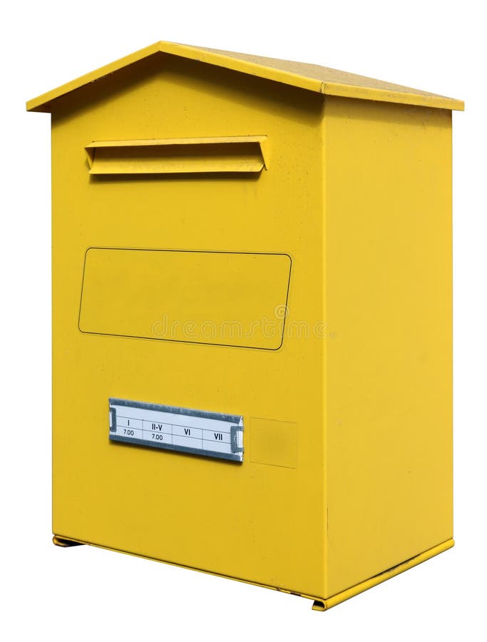 Yellow Metal Mail Box Isolated Stock Image - Image of container ...