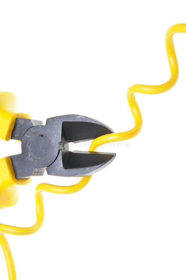 Yellow Metal Nippers and Cable Stock Image - Image of isolated, cutter ...