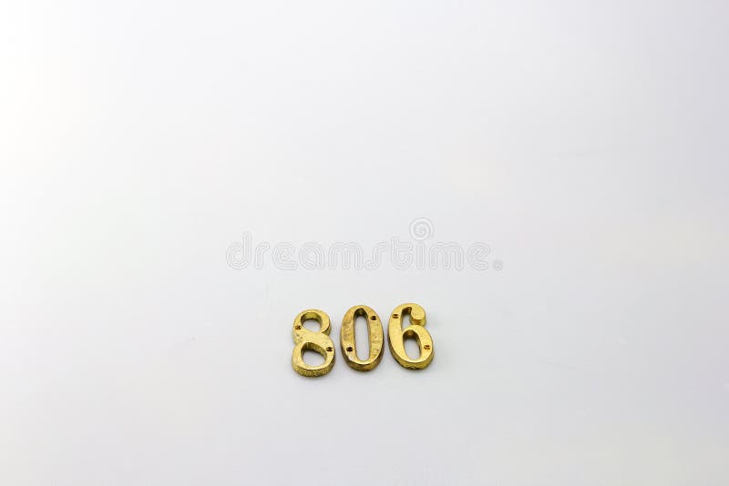 Yellow Metal Numbers on a Light Milky Background, for Design Solutions ...