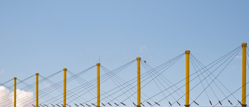 Yellow Metal Posts with Anchor Support Stock Photo - Image of board ...