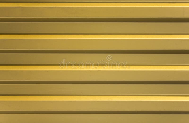 Yellow Metal Wall with Horizontal Lines and Shadows. Rough Surface ...