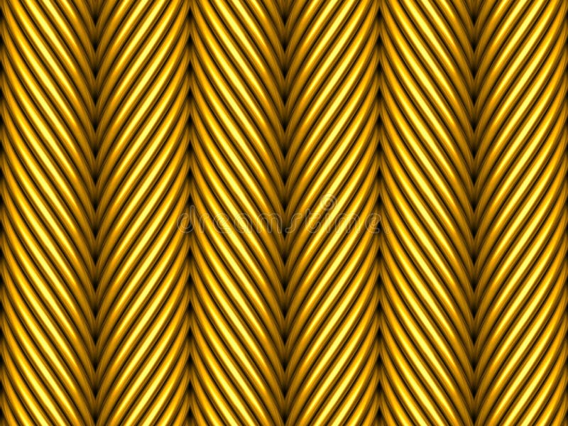 Yellow Metallic Twisted Cylinders. Seamless Pattern. Stock Illustration ...
