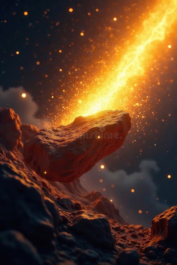Yellow Meteorite Falling through the Atmosphere, Cosmic, Rock ...
