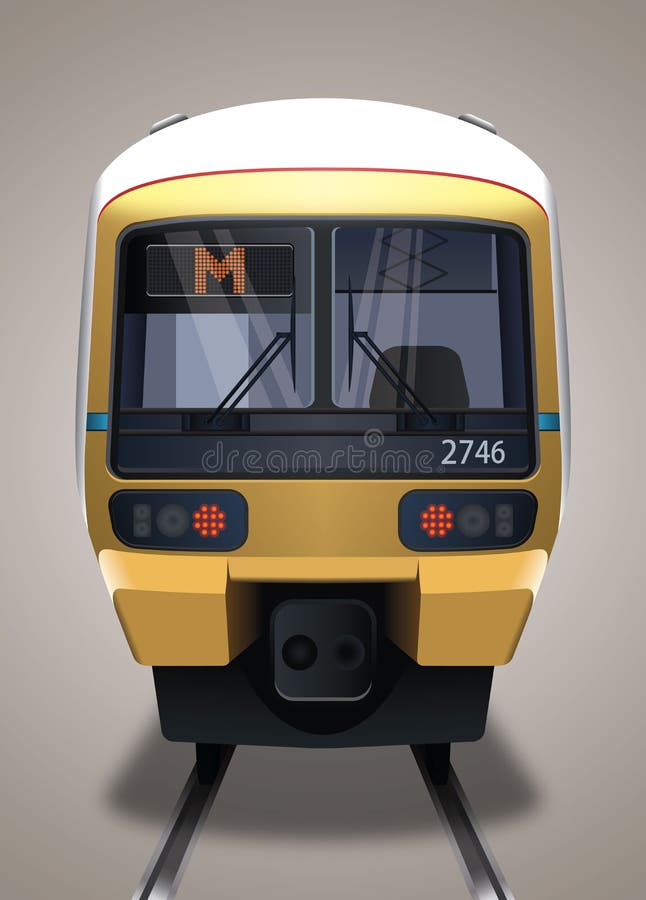 Yellow metro train stock illustration. Illustration of intercity - 62654969