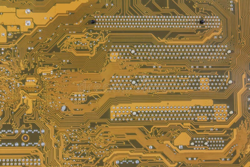 Yellow Brown Printed Circuit Board Texture Background Stock Photos ...
