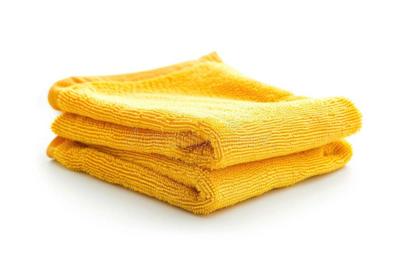 A Yellow Microfiber Cleaning Cloth Isolated on a White Background Stock ...