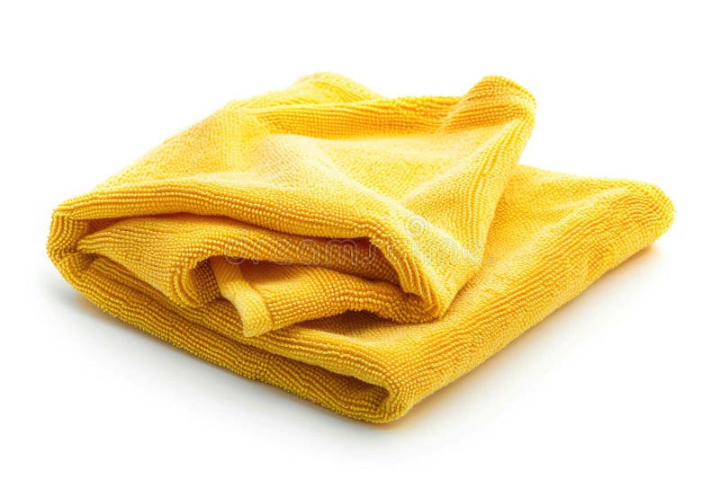 A Yellow Microfiber Cleaning Cloth Isolated on a White Background Stock ...