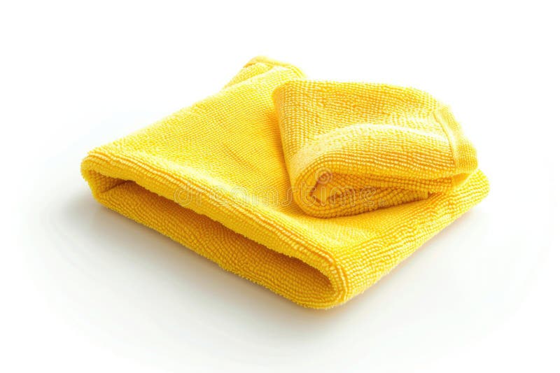 A Yellow Microfiber Cleaning Cloth Isolated on a White Background Stock ...