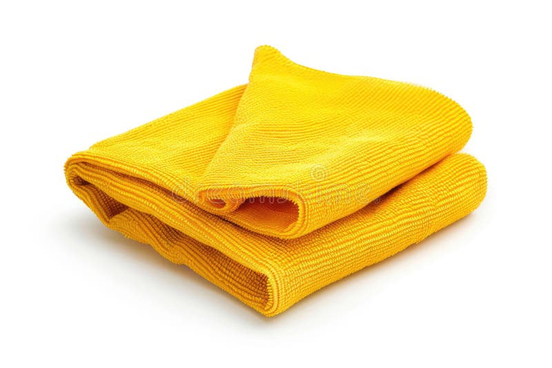 A Yellow Microfiber Cleaning Cloth Isolated on a White Background Stock ...