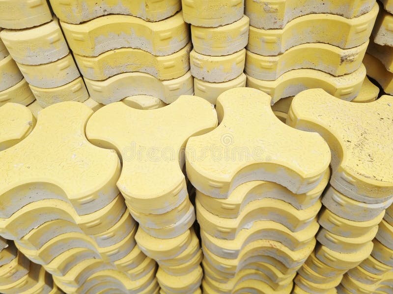 Yellow Milano Concrete Paver Blocks | Interlocking Bricks Stock Photo ...