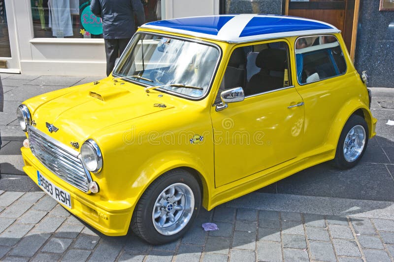 Yellow Mini Cooper with Scottish Flag on Roof Editorial Stock Image ...